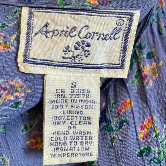 April Cornell | Dresses | Vintage April Cornell Blue Floral Dress ...